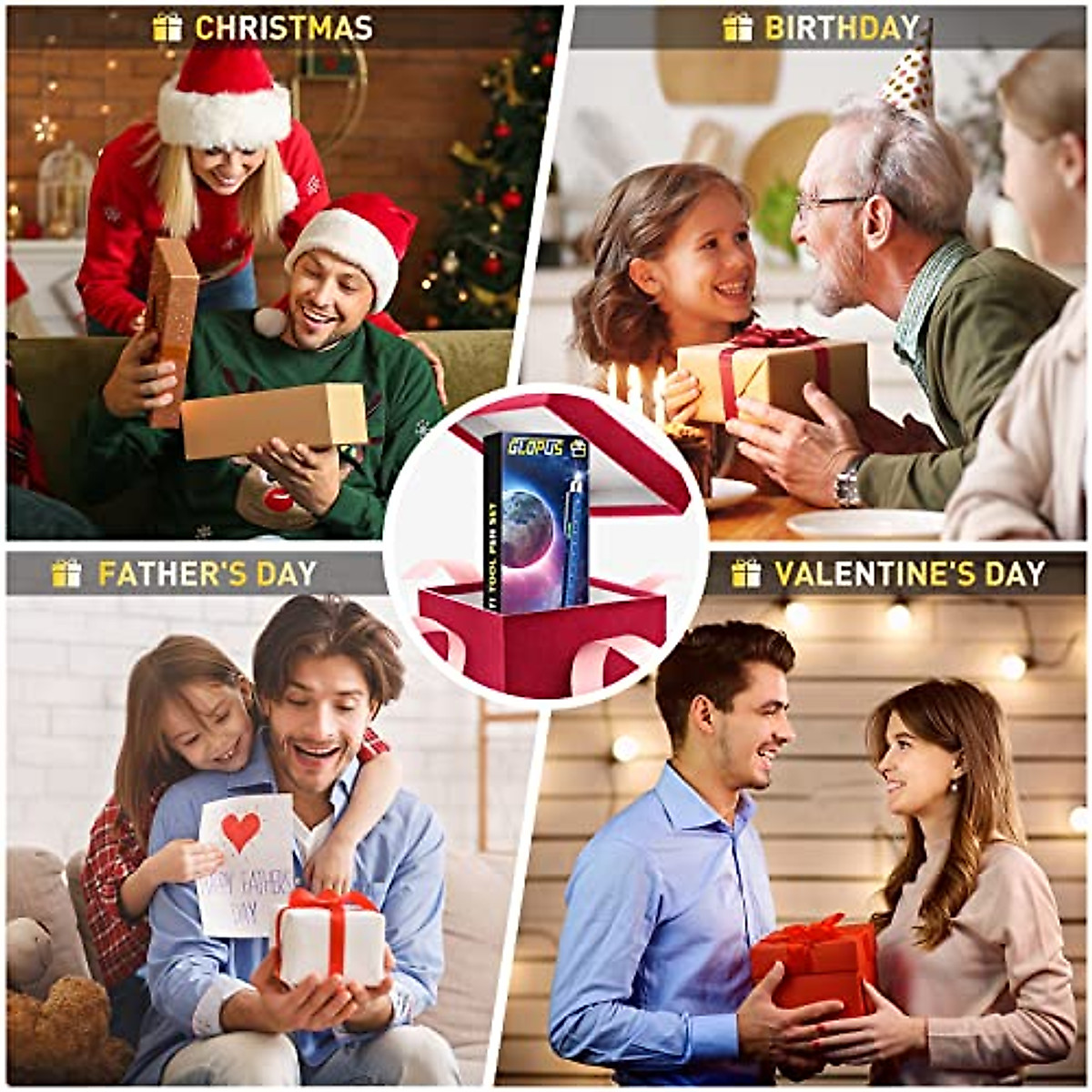 GLOPUS Dad Gifts from Daughter, 9 In 1 Multitool Pen, Father's Day Gifts for Dad, Birthday Gifts for Men Gifts, Boyfriend Gifts for Grandpa, Cool Gadgets for Men, Gifts for Men Who Have Everything