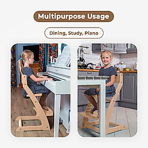 FORNEL Wooden High Chair for Babies and Toddlers - Adjustable Height Easy to Clean Toddler Highchair - Kids Dining Chair from 3 Years to 200 Lb, Grow with Child - Natural Birch