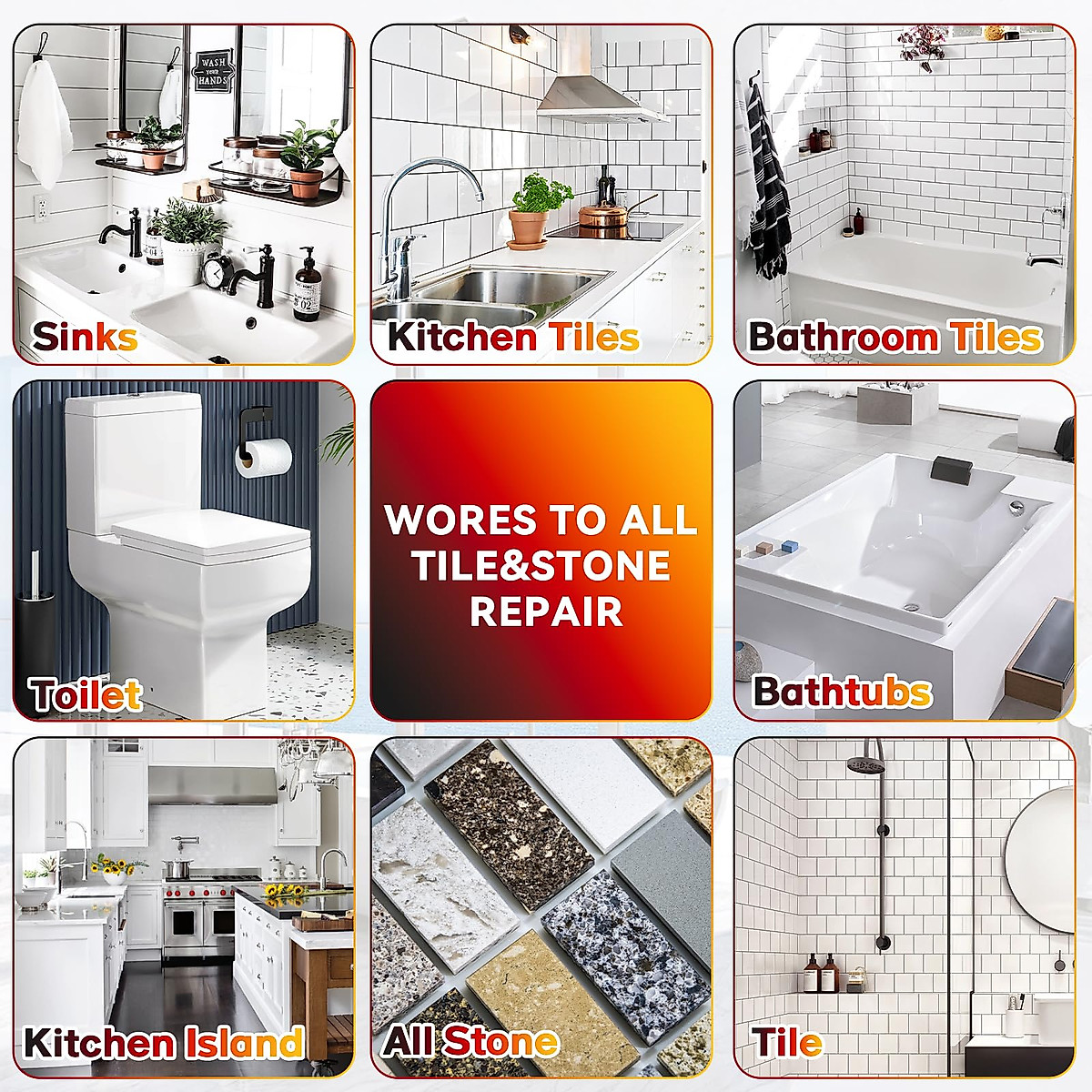 Porcelain Repair Kit, Fiberglass Tub and Tile Repair Kit Quick Repair Bathtub, Ceramic, Toilet, Tray, Resin, Marble Shower Sink, Acrylic Quartz, Super Adhesion to Fix Cracks Chips and Dents (White)