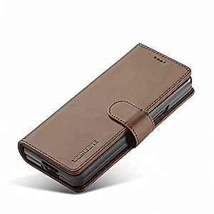EAXER Design for Samsung Galaxy Z Fold 3 5G Case, Full Coverage Protection Leather Wallet Case Cover, Luxury Leather Flip Wallet 3-Slots ID&Credit Cards Pocket Stand Case Cover (Brown)