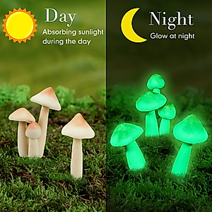 Taiyin 10 Pcs Luminous Mushroom Lights Miniature Garden Mushrooms Outdoor Decor Waterproof Glow in The Dark Mushroom Yard Decor for Fairy Outdoor Garden Micro Landscape Christmas Tree Decor