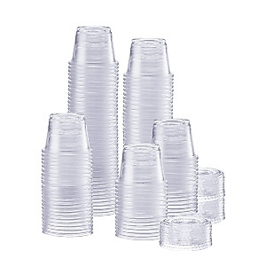 Comfy Package [200 Sets - 1 oz.] Plastic Disposable Portion Cups with Lids, Souffle Cups, Jello Cups