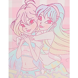 Winx Club Tapestry Wall Hanging Kawaii Friendship Dark Gothic Wall Tapestry for Living Room Bedroom (Pink)