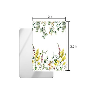 Carosoffe Flower Eucalyptus Leaves Small Compact Mirror for Purse, Daisy Spring Botanical Wildflowers Travel Makeup Mirror for Women Men, Rectangular Handheld Compact Pocket Mirror 2 PCS