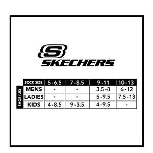 Skechers womens 6 Pack Low Cut Running Socks, Black, 9 11 US