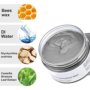 Acosexy Grey Hair DyeTemporary Hair Wax,4.23oz Instant Hairstyle Mud Cream, Natural Hair Coloring Wax Material Disposable Hair Styling Clays Ash for Cosplay,Party,Masquerade, Halloween.etc (Sliver)
