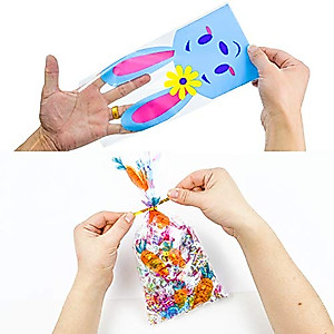 JOYIN 150 Pcs Easter Cellophane Bags, Easter Candy Treat Goodie Bags with Twisted Ties, Easter Kids Party Favor Party Supplies