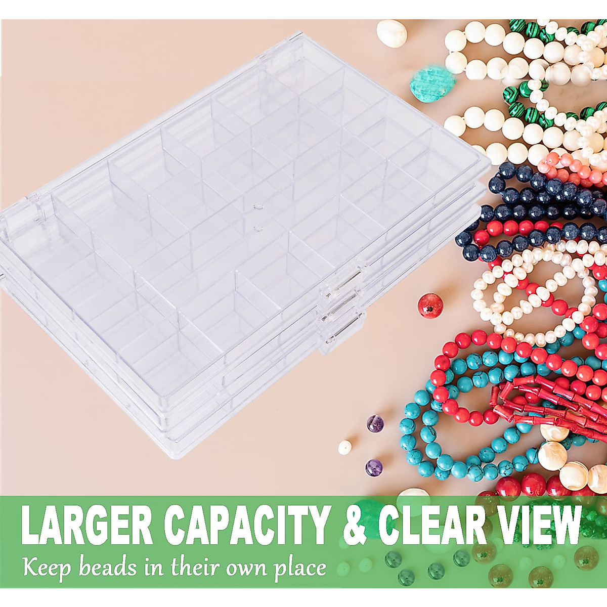 Bead Organizer Conatiner (3 Pack) 21 Grids Diamond Painting Storage Containers, Portable Crafts Organizers and Storage, Clear Compartment Container Storage for Jewelry, Fishing Tackles Glitter or Seed