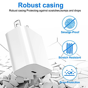JNZMAT iPhone 15 Charger Block USB C Wall Fast Charging PD 20W 2Pack Apple USB-C Power Adapter for iPhone 15/Iphone14 Pro Max/13 Plus/12/11/SE/XR/8/AirPods/iPad Pro/Air/Mini USBC Plug 20 Watt