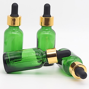 Toaazhy 4 pack,green glass dropper bottles 1 oz,30ml dark empty tincture bottles with dropper,alcohol,hair oil bottle,eye,small,droppers for oils,medicine,pipette,drip drop,travel,perfume,essentia