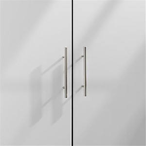 Pemberly Row 54" Modern Engineered Wood Wall Cabinet with 3 Doors & 3 Adjustable Shelves, Metal Handles, for Laundry Room, in White Finish