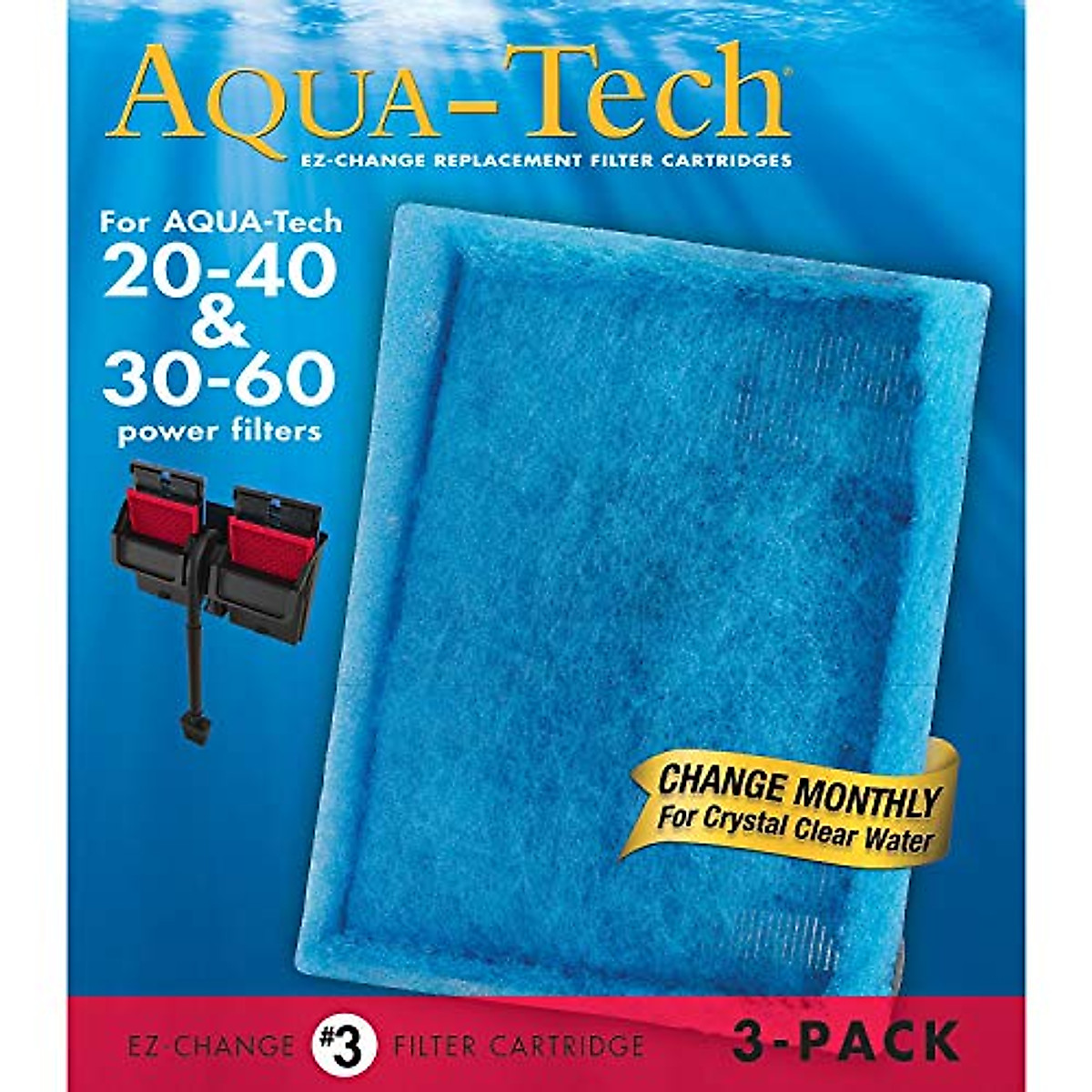 Aqua-Tech EZ-Change #3 Activated Carbon Filter Cartridges for 20-40 / 30-60 Gallon Aquarium Power Filters, 3 Pack
