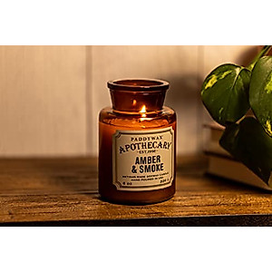 Paddywax Apothecary Artisan Hand-Poured Scented Candle, 8-Ounce, Amber & Smoke