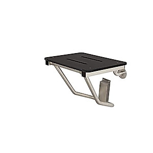 18" x 15" Black Folding Wall Mount Shower Seat Bench, ADA Compliant