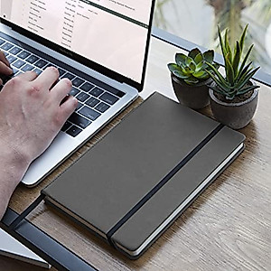 Thick Hardcover Journal Notebook - Ruled/Lined A5 (5x8 inch), Deluxe 120gsm Paper, Lays Flat for Writing, Professional Notebooks for Work, Business, Office, Executive, Gifts for Men and Women - Gray