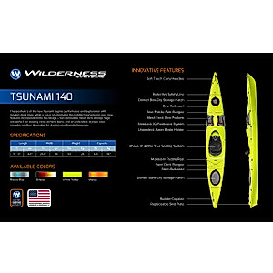 Wilderness Systems Tsunami 140 | Sit Inside Touring Kayak | Kayak with Rudder | 14' | Mango