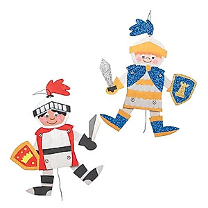 Baker Ross AT699 Knight Wooden Puppet Kits - Pack of 4, for Kids Arts and Crafts Projects
