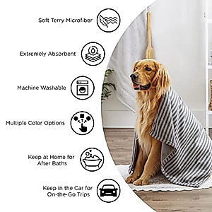 Bone Dry Pet Grooming Towel Collection Absorbent Microfiber X-Large, 41x23.5", Embroidered Rose