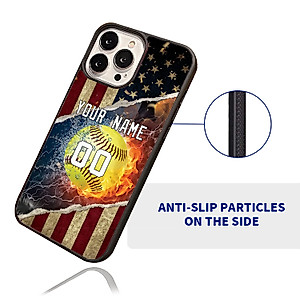Customized Phone Cases Trendy Softball Name Number Protective Cover for iPhone Xr Xs 11 12 13 14 15 16 Pro Max Plus Mini for Samsung Galaxy S20 S21 S22 S23 S24 S25 Plus Ultra FE A03 14 15 25 53 54