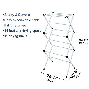 Mabel Home Foldable Clothes Drying Laundry Rack (White)