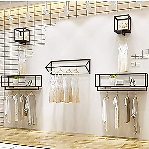 PIBM Stylish Simplicity Shelf Wall Mounted Floating Rack Shelves Iron Art Metal Bookshelf Display Stand Simple Storage Hangable Living Room,Clothing Store, Black , 100x30x40cm