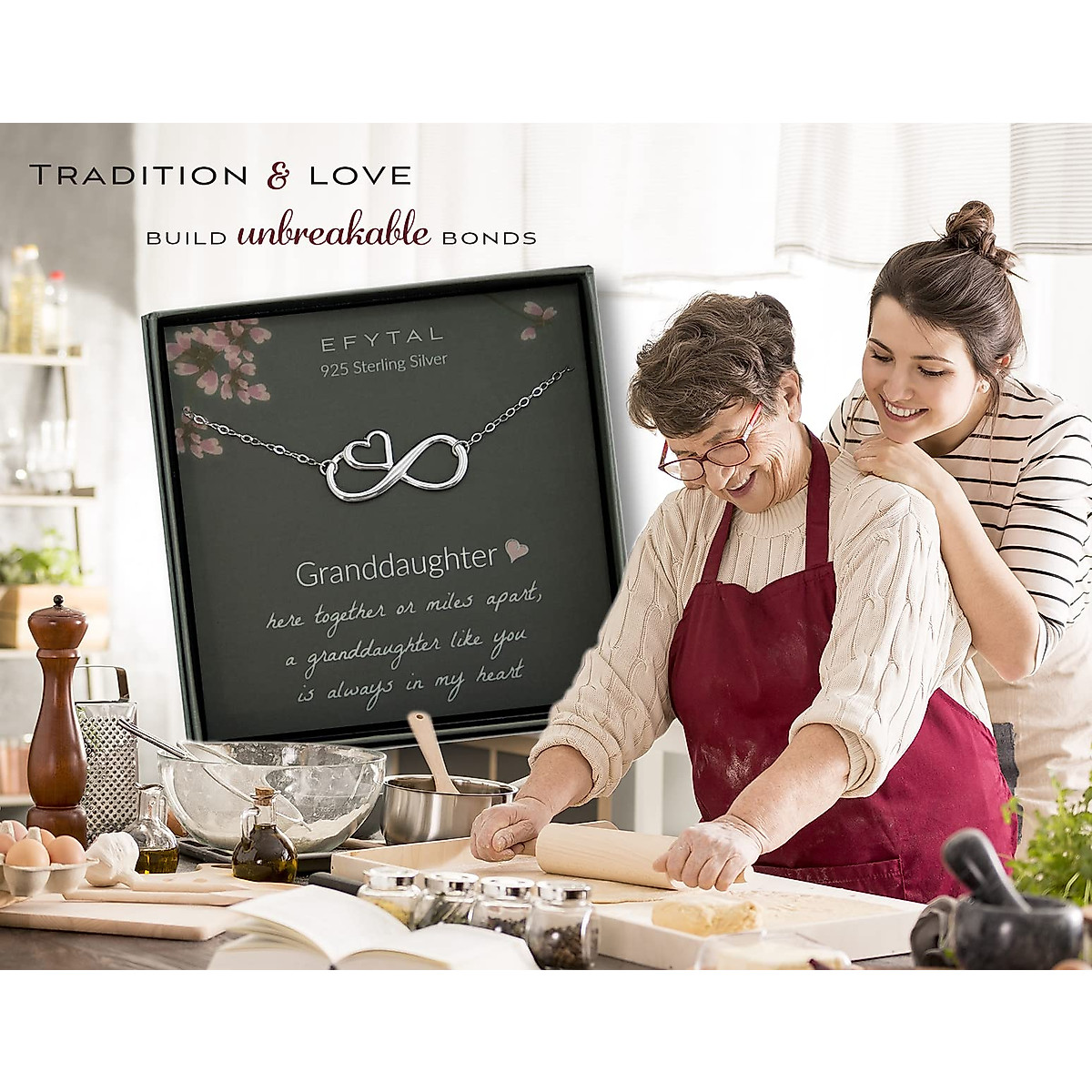 EFYTAL Granddaughter Gifts From Grandma, Granddaughter Necklace, Sterling Silver Necklace for Women, Granddaughter Birthday Gifts, Mothers Day Grandma Gifts, Grandma Birthday Gifts