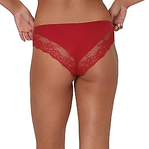 Maidenform Women's Underwear, Lace Tanga, Cheeky Panties, Solid or Assorted, 3-Pack, Black/Floral Delight/Camera Redy