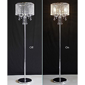 Hsyile Lighting KU300153 Floor Lamp- Elegant Designs Crystal Floor Lamps Chrome Finish Tall Standing Light for Living Room,Bed Room,Office