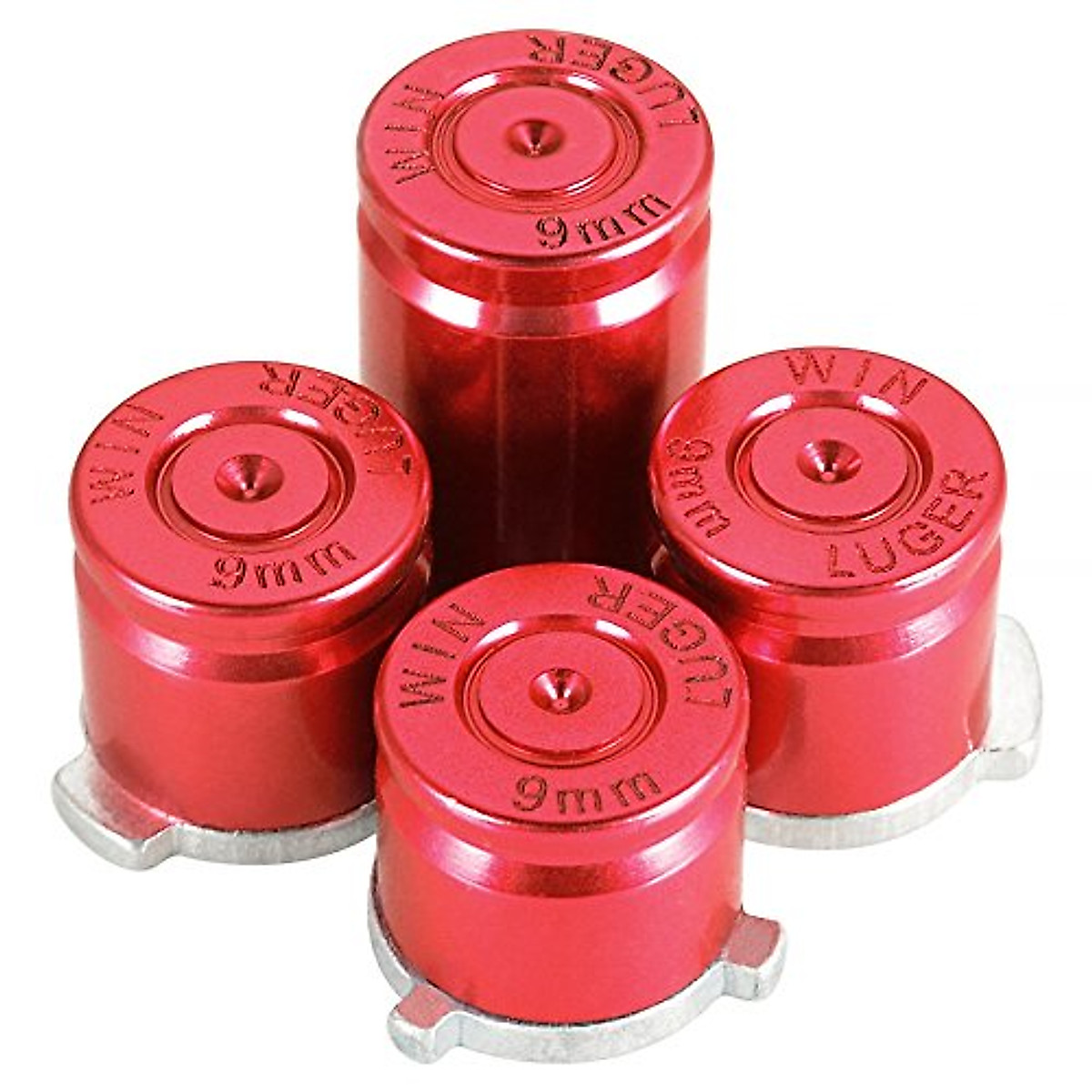 eXtremeRate Red Metal Alumium Alloy Thumbsticks Bullet ABXY Mod Buttons Replacement Parts for Xbox One Xbox One S X Controller
