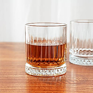Restaurantware Elysia 12 Ounce Whiskey Glasses 6 Cut Rocks Glasses - Lead-Free Weighted Base Clear Glass Tumblers Dishwasher-Safe For Scotch Bourbon And Cocktails