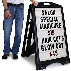 SmartSign 24"x36" Changeable Message Sign Board Sidewalk Sign, Standard Portable BigBoss & Letter Kit for Outdoor, Business, Large Black Standing Frame with Wheels, USA-Made
