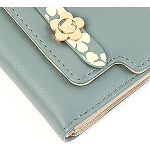 ZHAOCC Ladies Wallet, Ladies Compact Clutch Mini Wallet Women's Short Folding Wallet Simple Trendy Flower Large-Capacity Women's Wallet (Color : Orange)