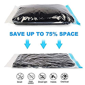 Compression Bags for Travel - Travel Accessories - 10 Pack Space Saver Bags - No Vacuum or Pump Needed - Vacuum Storage Bags for Travel Essentials - Travel and Home Packing-Organizers (Blue)