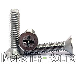 MonsterBolts - #6-32 x 1/4" Phillips Flat Head, Stainless Steel, 10 Pack