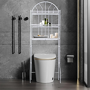 BAIODNB Over The Toilet Storage Rack, 3 Tier Over The Toilet Storage Cabinet Toilet Shelf, Space Saver Bathroom Organizers Over Toilet for Bathroom, Restroom, Laundry(White)