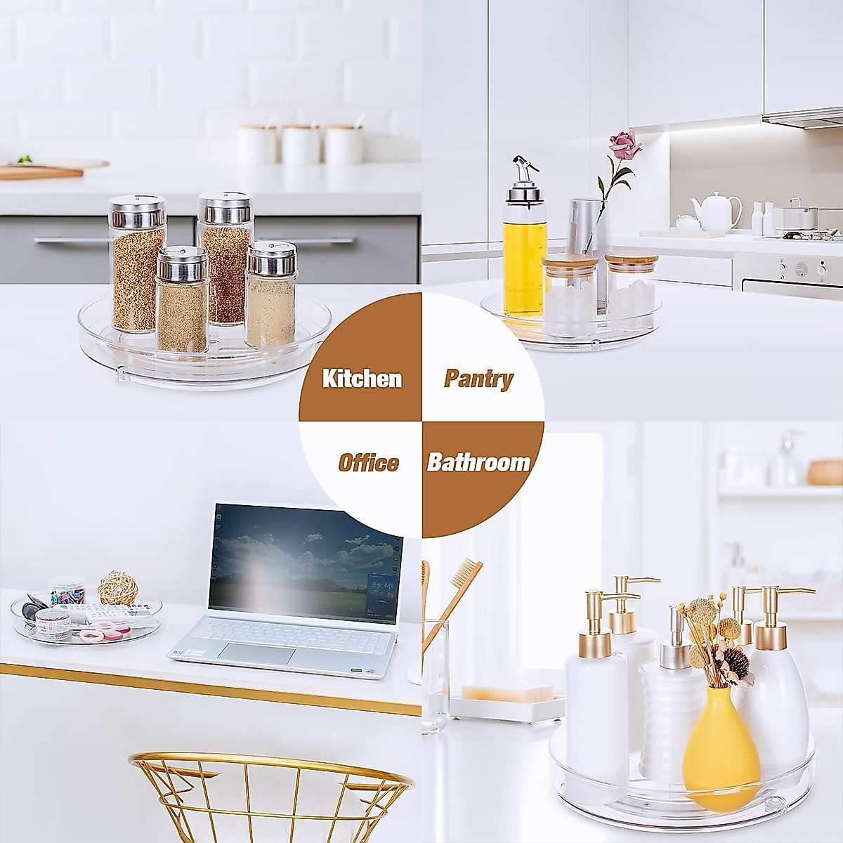 Lazy Susan Organizer Clear Lazy Susan Turntable for Cabinet Pantry Fridge Lazy Susan Spice Rack Plastic 2 Pack (9 inch & 10 inch)