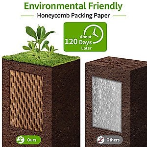 JARLINK Honeycomb Packing Paper, 15"x 213' Bubble Packing Wrap for Packing/Shipping/Moving, Eco-Friendly Bubble Packing Paper Wrapping Roll, Recyclable Moving Supplies With 20 Fragile Sticker Labels