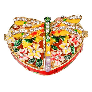 SEVENBEES Bejeweled Dragonfly Figurine Trinket Boxes Hinged Animal Jewelry Boxes for Girls or Women