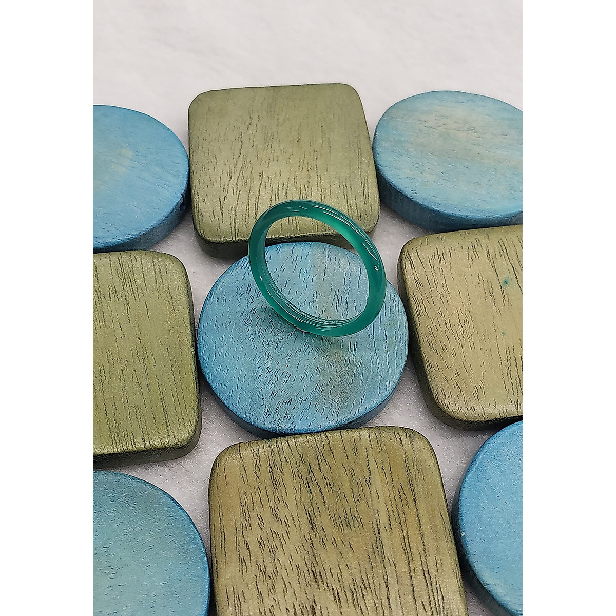 LTC Designs Genuine Red-Agate (Carnelian)/ Green Onyx/Turquoise-colored Howlite Gemstone Skinny Thin-band Ring (Ring Sizes: 5.5, 6, 7, 8, 8.5) (Onyx, 7.5)