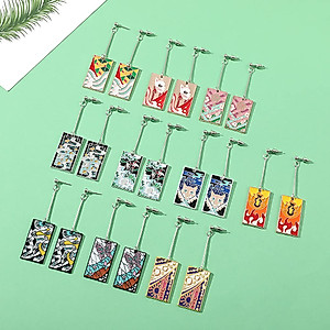 FunBoat 10Pcs Kimetsu No Yaiba Earring Set - Rengoku Mitsuri Anime Hanafuda Dangle Earring - Cosplay Jewelry for Women and Men