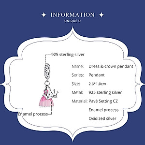 Dress & Crown Pendant Charm 925 Sterling Silver Charm Fits For Pandora Bracelet