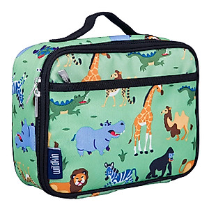 Wildkin Lunch Box Bag and 15 Inch Backpack Bundle with 16 Ounce Reusable Water Bottle (Wild Animals)