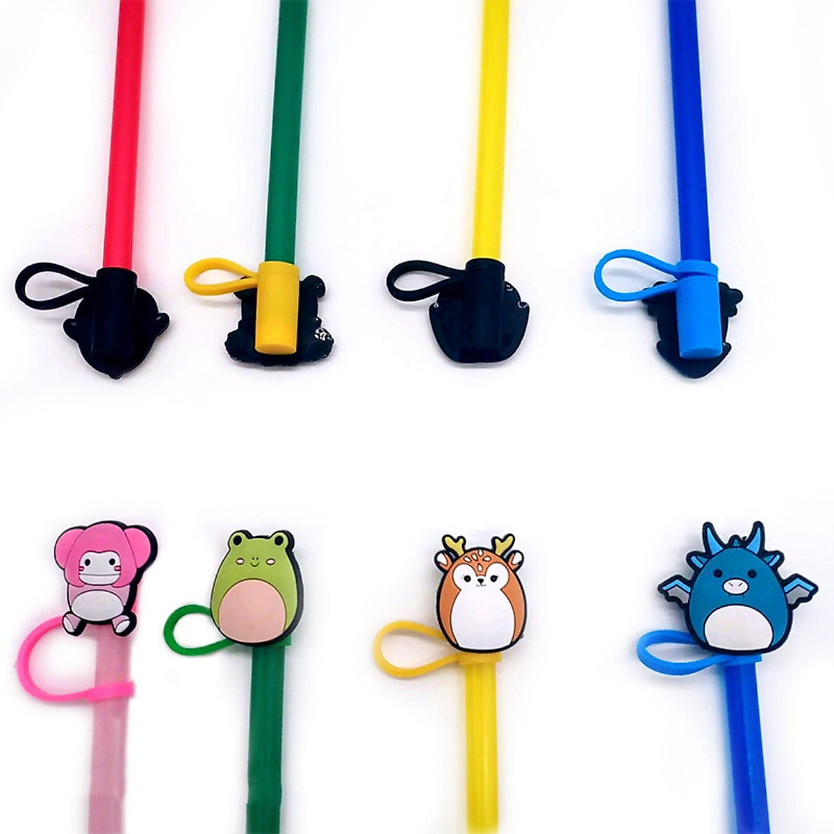 Silicone Straw Covers Cap-Straw Covers for Reusable Straws for 6-8 mm-Straw Stoppers-Splash Proof Straw Tip Cover-Reusable Drinking Straw Tips Lids Dust-Drinking Straw Cover Travel Home Outdoor (B)