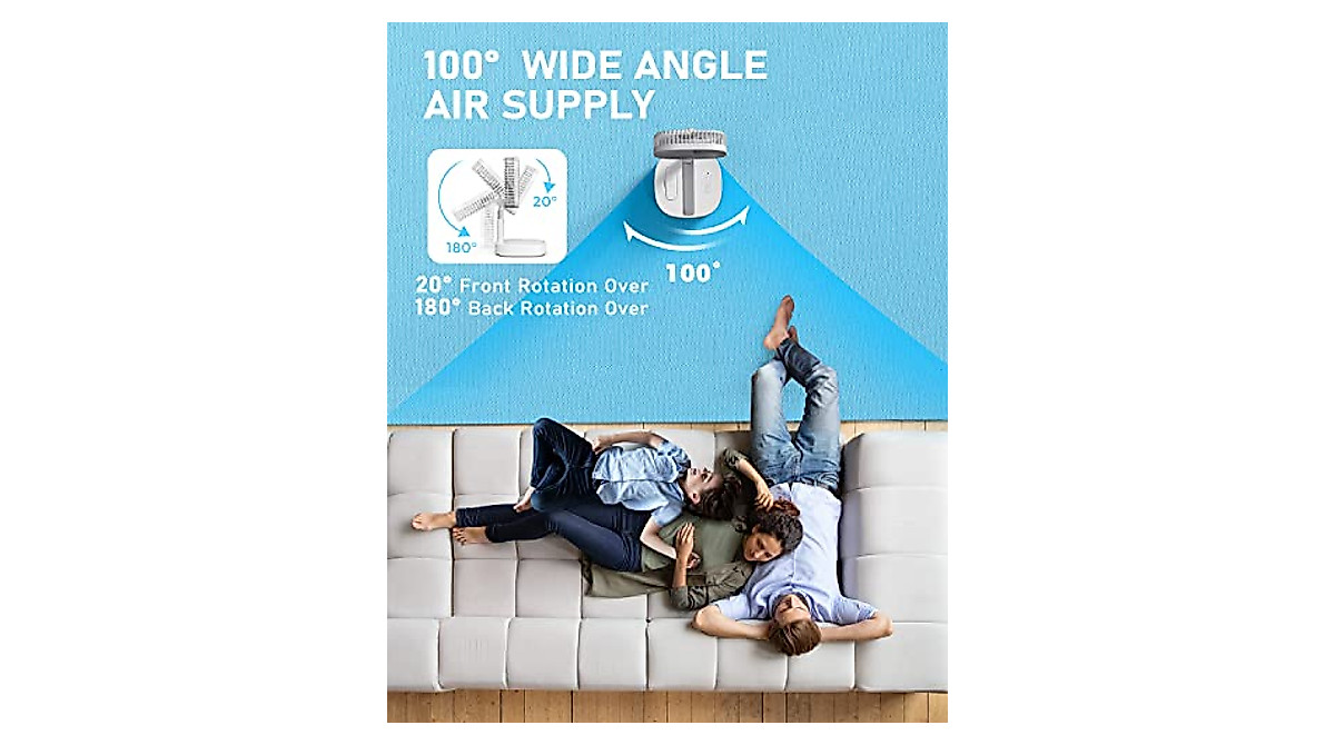 Esemoil Portable Foldable Fan - Rechargeable, Silent, Remote