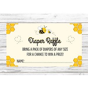 Mommy-to-Bee Diaper Raffle Cards - 24 Count - Bee Theme Baby Shower Game