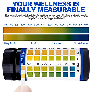 PH Test Strips for Urine & Saliva - 200ct Urine PH Test Strips for Humans, Fast & Accurately Track & Monitor Your pH Level (4.5-9.0ppm) in Seconds, Quick & Easy to Test Alkaline & Acid Levels in Body