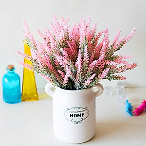CATTREE Artificial Lavender Flowers Pink 8 Bundles, Fake Plastic Plant Lifelike Bouquet Home Bridal Wedding Office Party Garden Balcony Indoor Outdoor DIY Wreath Centerpieces Arrangements Decoration