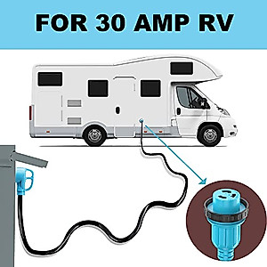 CircleCord 30 Amp 50 Feet RV Power Cord Twist Locking, Heavy Duty 10 Gauge 3 Wire STW Pure Copper Wire with Grip Handle, TT-30P to L5-30R with Cord Organizer for RV Trailer Campers