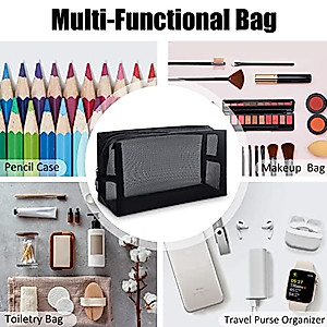 Aosbos Black Pencil Case Organizer Pen Holder Large Capacity Pencil Pouch Pencil Bags with Zipper Clear Pencil Box Pen Bag Organizer Case Storage Pouch Toiletry Bag Makeup Bags for Women Teen Girls