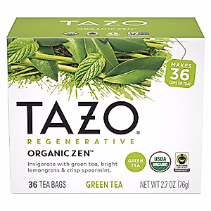 TAZO Tea Bags, Green Tea, Regenerative Organic Zen Tea, 36 Tea Bags (Pack of 4)